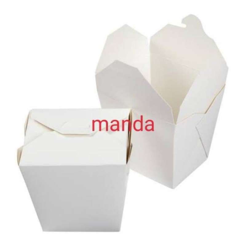 Jual Paper Box Food Pail Rice Box 10 Pcs Kotak Nasi Makanan Polos Putih ...
