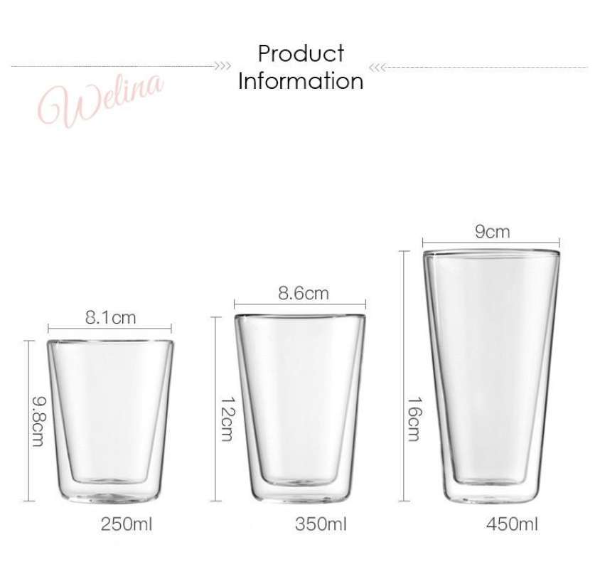 Jual Welina | Gelas Kaca Double Layer Double Wall Glass Cup Tahan Panas Di Seller Welina ...