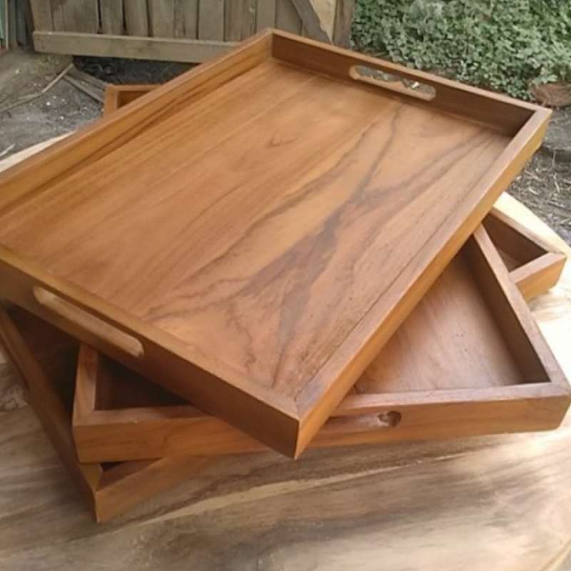 Jual Nampan Tray Baki Kayu Jati Medium Size 50x36cm Di Seller Sentry ...