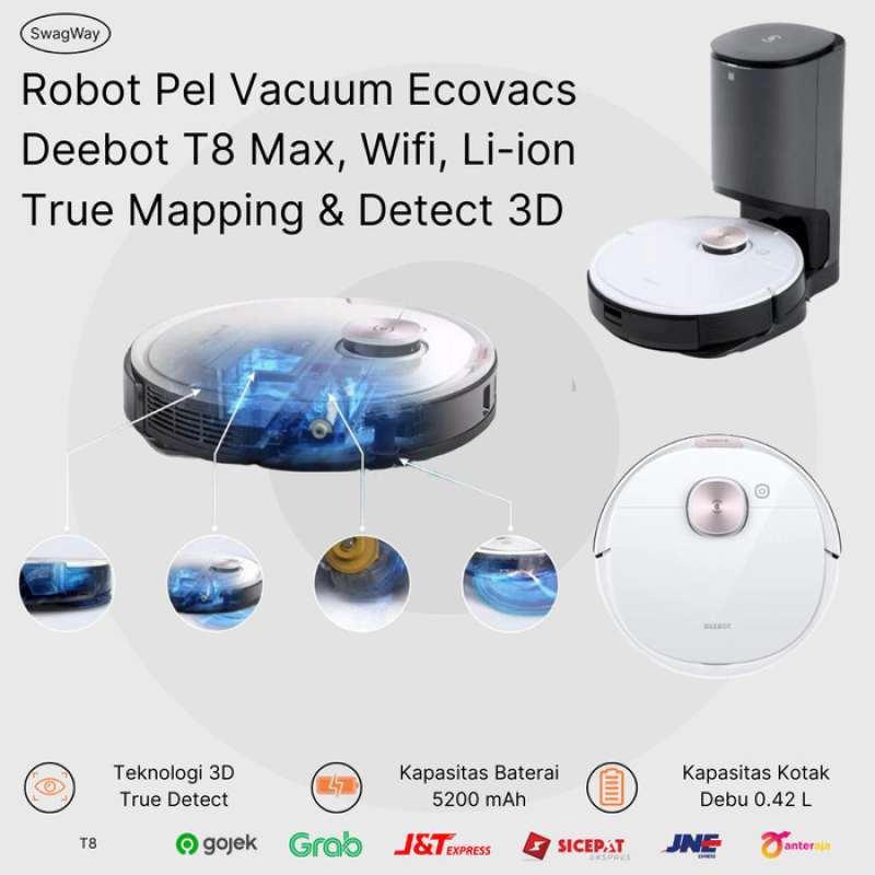 Promo Ecovacs Deebot T8 Max Robot Pel Vacuum Mopping Floor Original ...