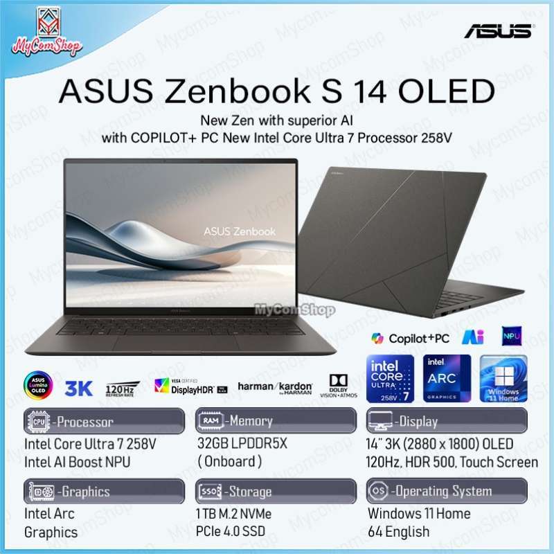 Jual Asus Zenbook S14 Ux5406 Oled Ultra 7 258v 32gb Ram 1tb Ssd Intel ...