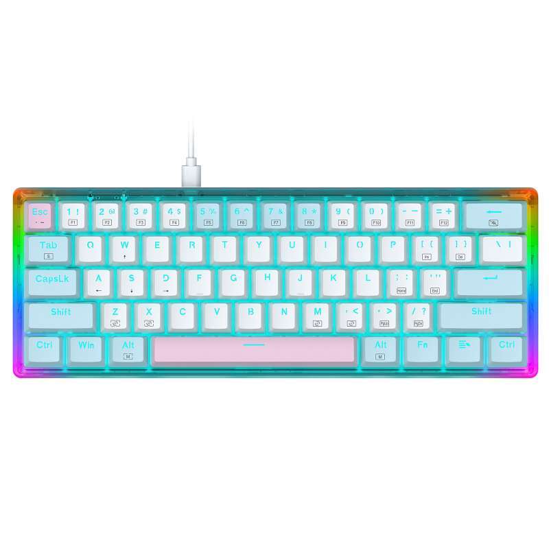 Jual E-yooso Z-11t Mechanical Keyboard 61 Key, White Blue Keycaps ...