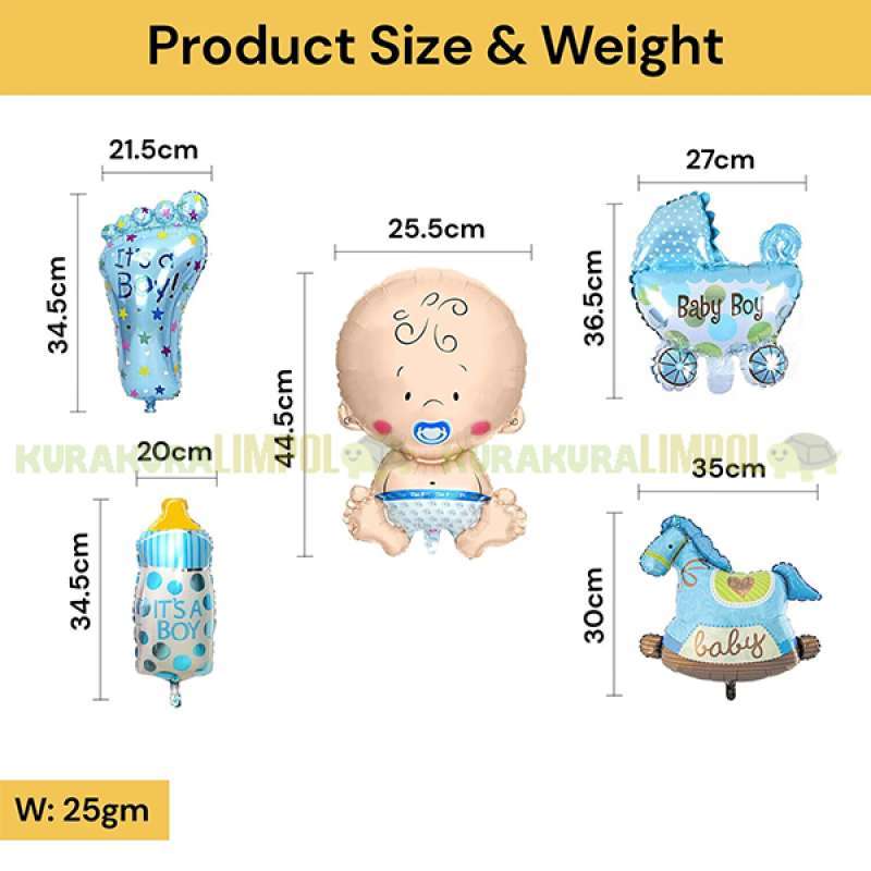 Jual Paket Balloon Foil Set 5 Pcs Baby Boy Girl Balon Bayi Cowok Cewek ...