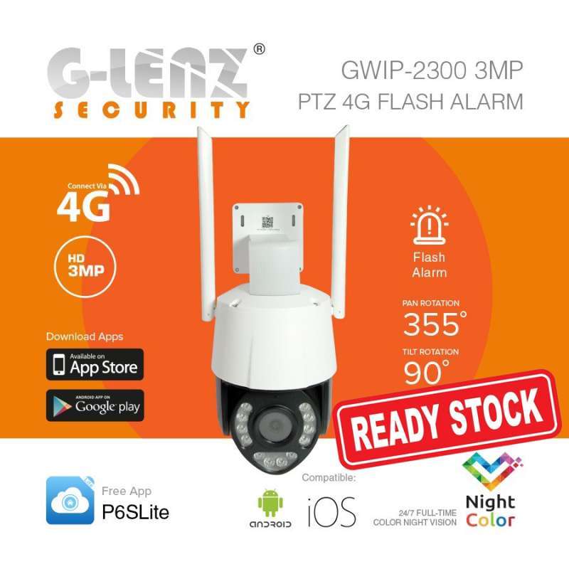 Promo Techno Glenz Security 4g Ptz Ip Camera 3mp Dengan Slot Sim Card (gwip 2300) - 32gb Diskon ...