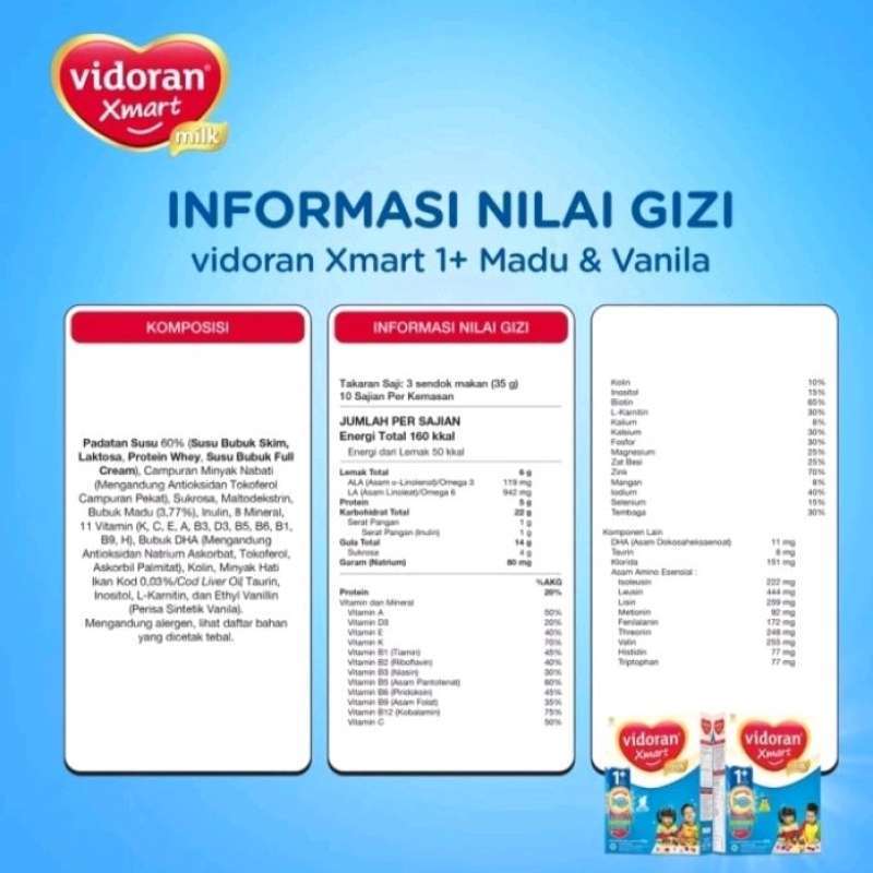 Jual Vidoran Xmart 3+ Vanila, Susu Formula Untuk Anak Usia, 3-5 Tahun ...