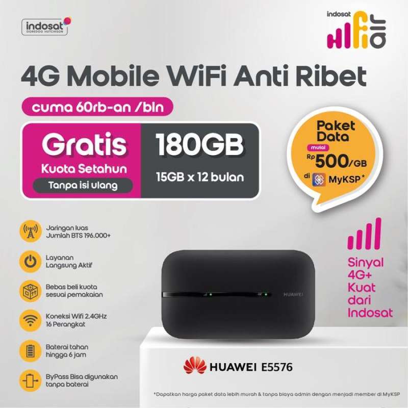 Jual HUAWEI E5576 Mifi Modem Wifi Portable 4g Lte Indosat Hifi Air ...