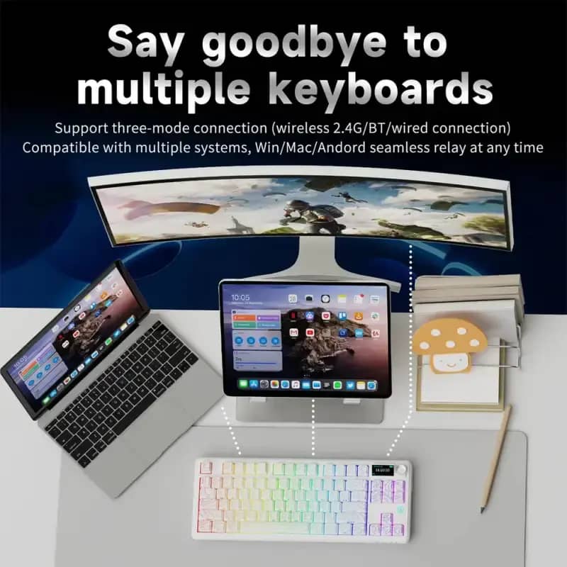 Promo Ajazz Ak870 / Ak-870 V2 Tkl Keyboard Gaming Mechanical 3-mode Rgb ...