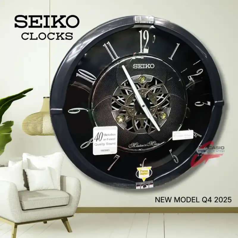 Promo Jam Dinding Musikal Seiko Qxm621k Metallic Black New Model 2025 ...