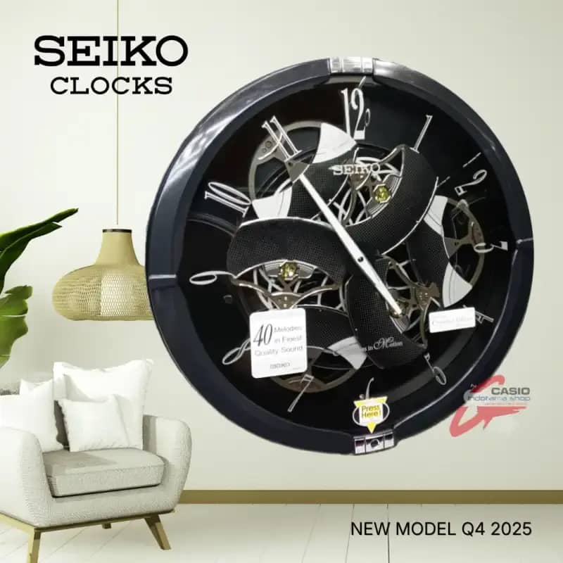Promo Jam Dinding Musikal Seiko Qxm621k Metallic Black New Model 2025 ...