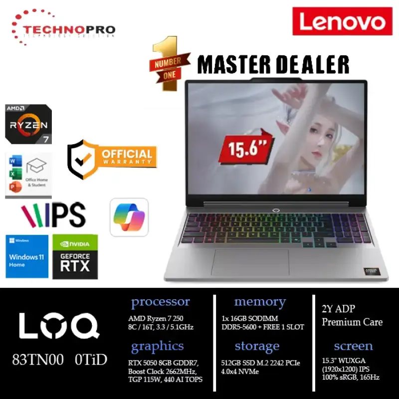 Jual Lenovo Loq 15ahp11 0tid || Amd Ryzen 7 250 Rtx 5050 16gb Sodimm ...