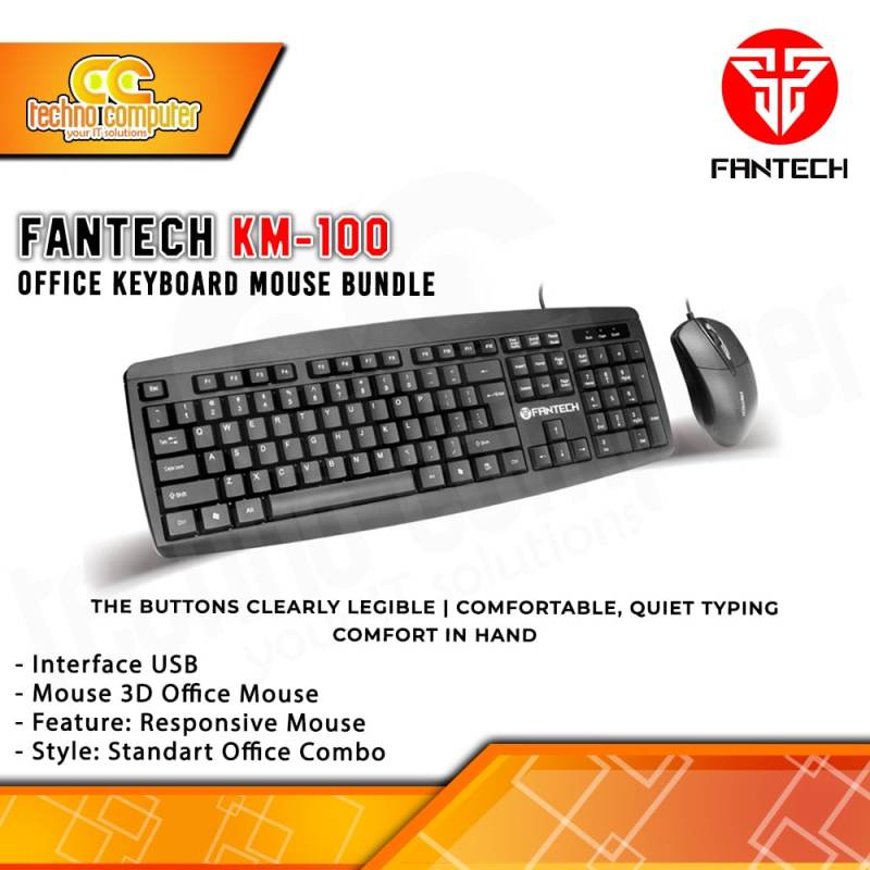 Jual Fantech Km-100 Wired - Office Keyboard & Mouse Combo Di Seller ...