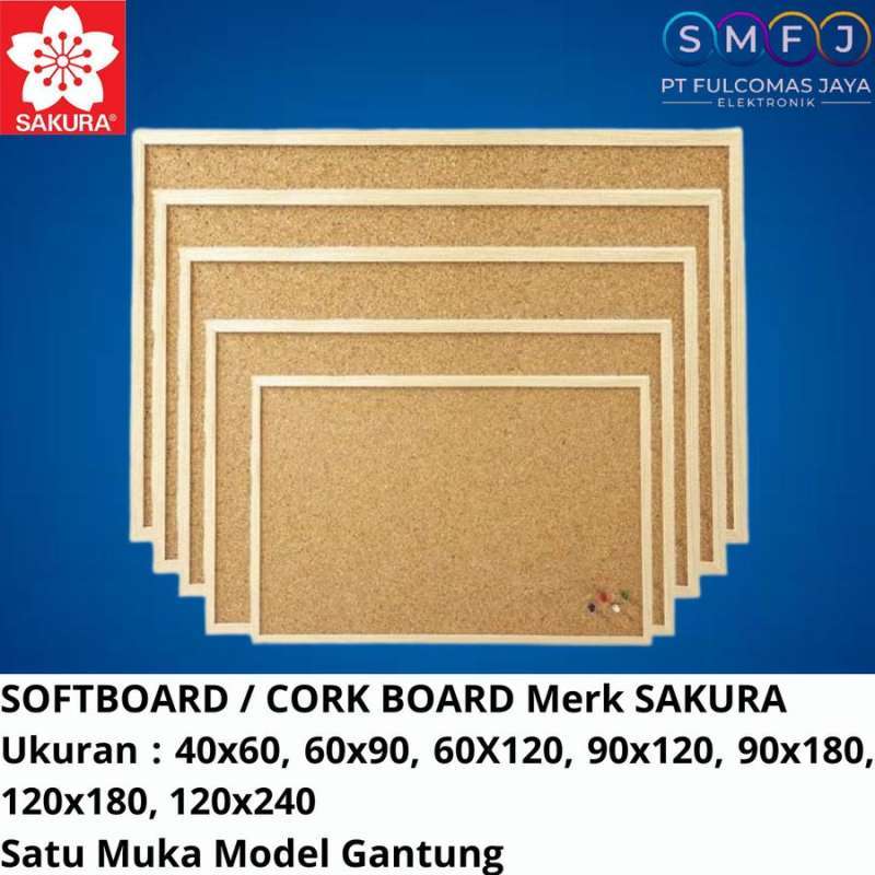 Jual SAKURA SOFTBOARD CORK BOARD PAPAN MADING MODEL GANTUNG SATU MUKA ...