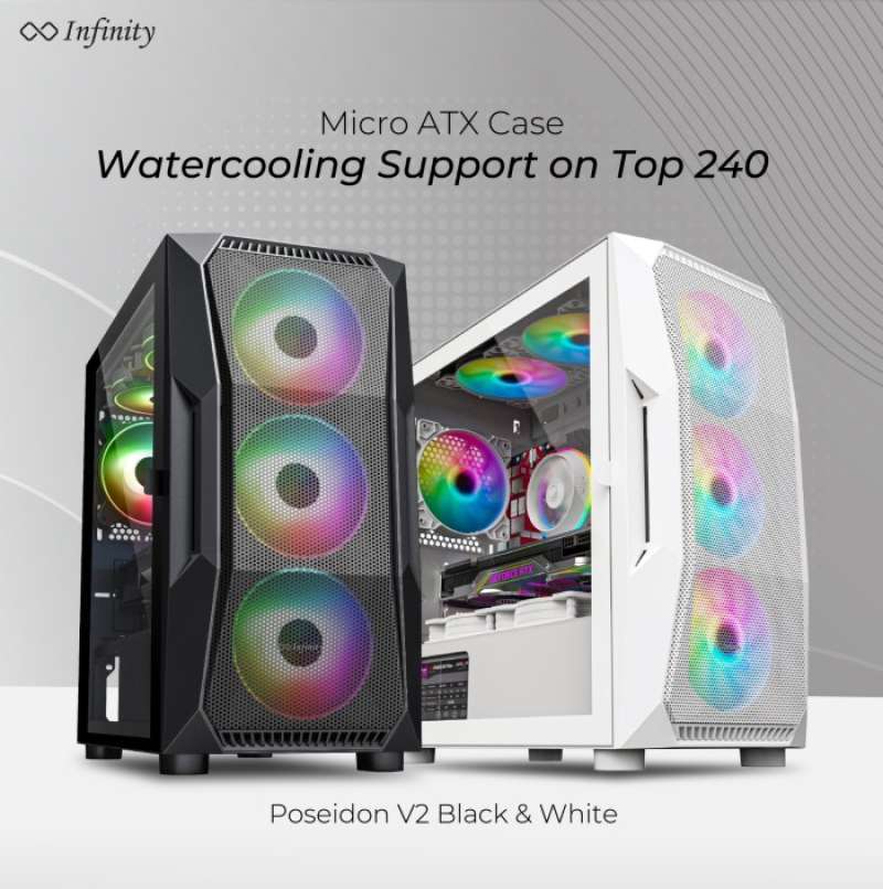 Promo Infinity Poseidon V2 - Micro Atx Case Support 240mm Water Cooling ...