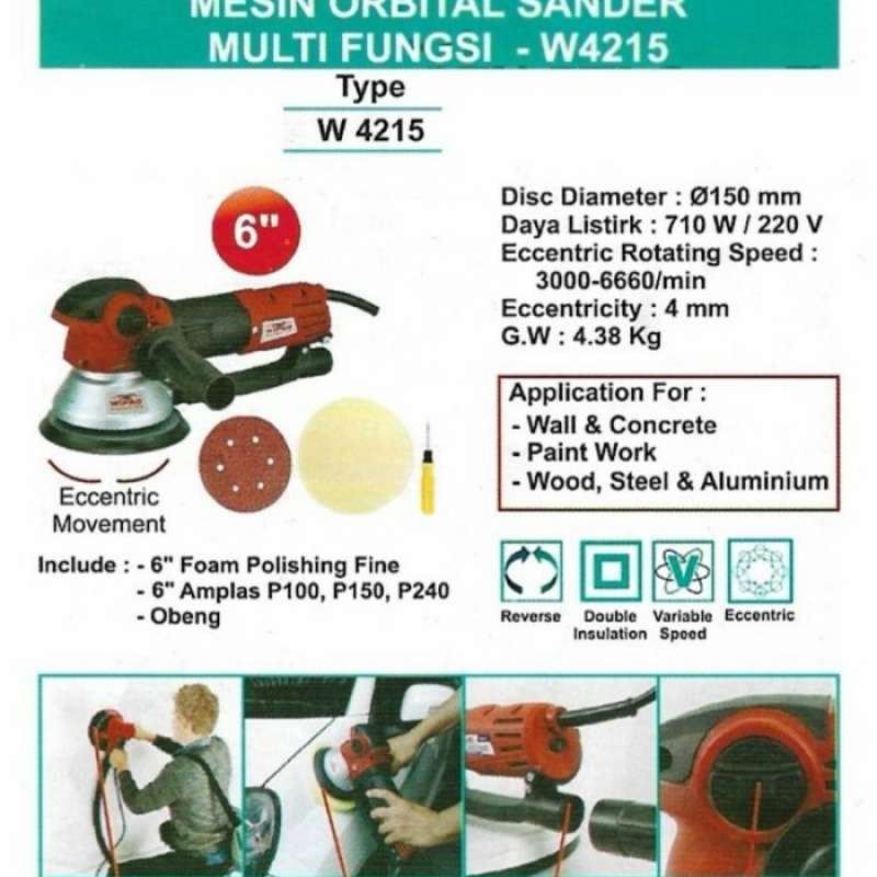 Promo Mesin Orbital Sander Multi Fungsi 6 Inch Wipro W4215 Diskon 23% ...