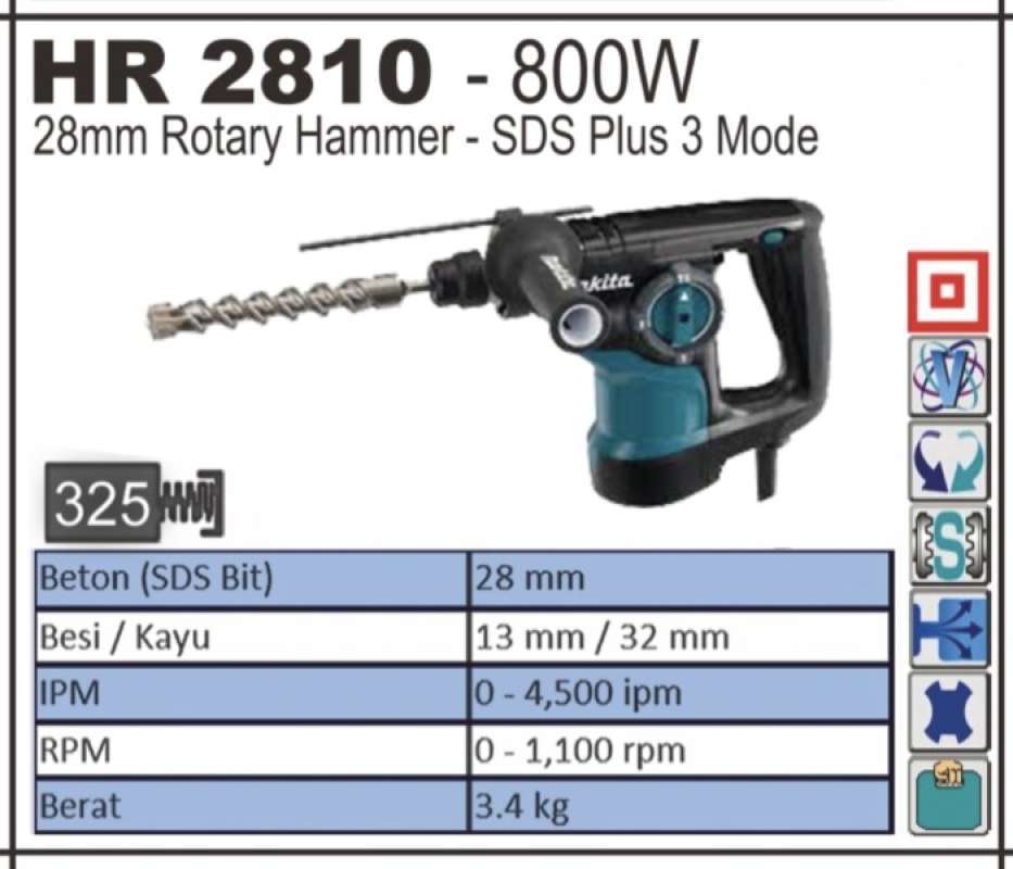Promo Mesin Bor Beton 3 Mode Hr 2810 - Rotary Hammer Listrik Makita ...