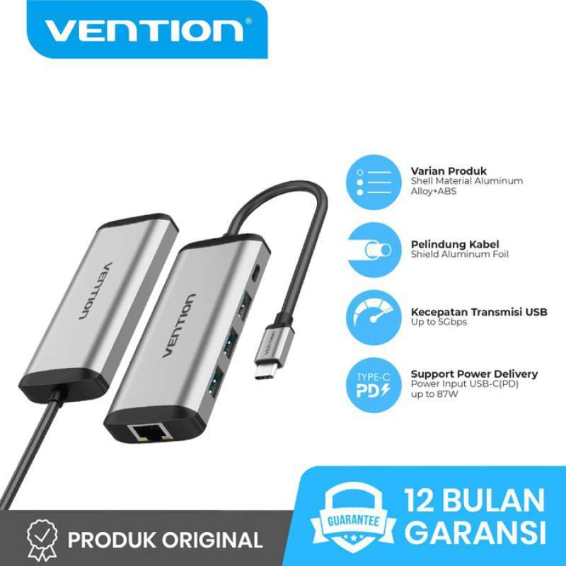 Promo Vention USB Type C to USB 3.0 Hub Multiport USB-C to RJ45 LAN ...