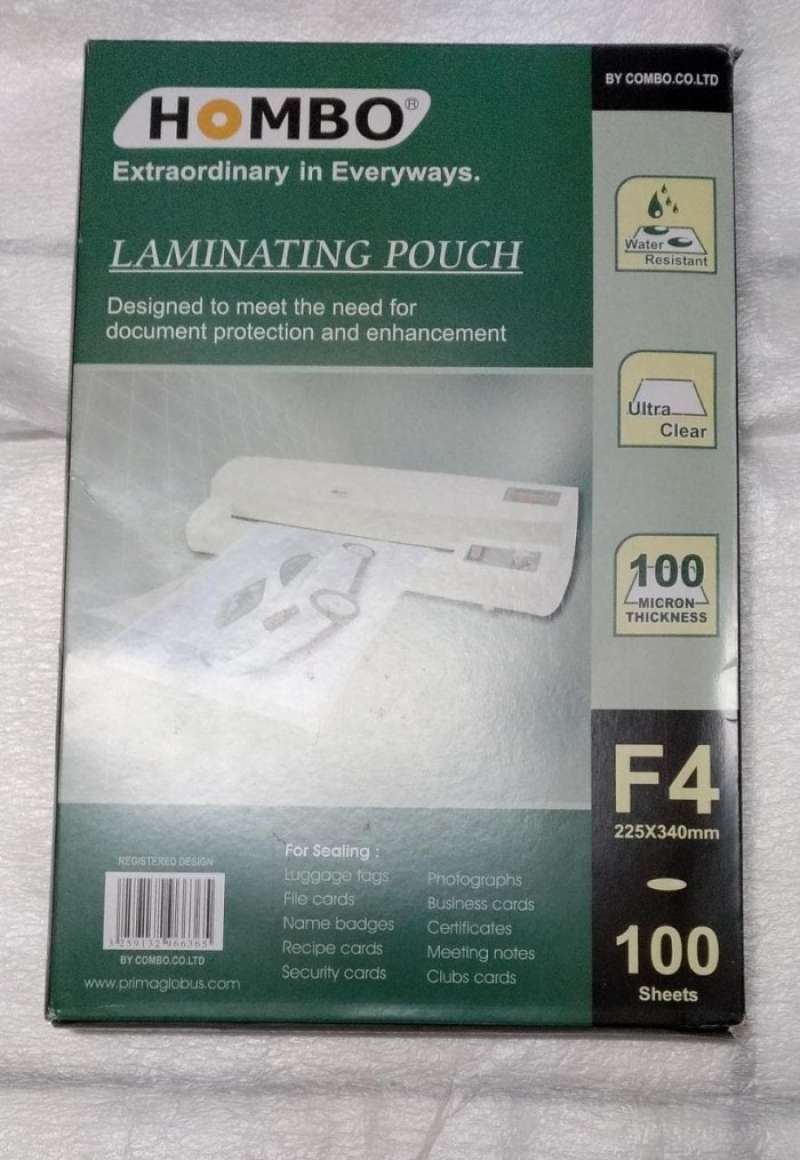 Promo Laminating Pouch Film Ukuran F4 Merk Hombo Diskon 35% di Seller ...