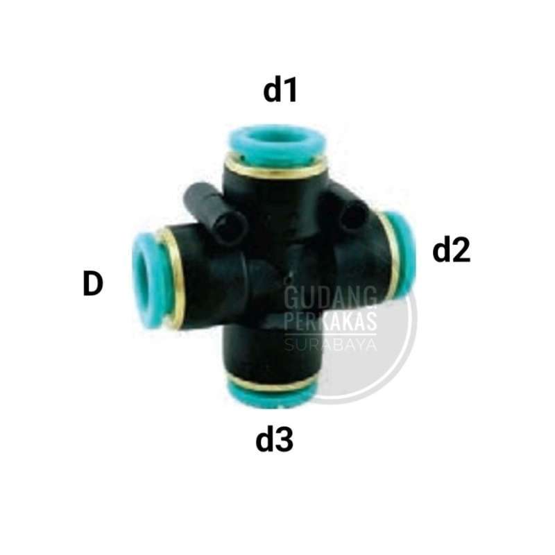 Jual Pneumatic Fitting Pu Union Cross Sambungan Selang Kompresor Selang Pu - Pza-08 Di Seller ...