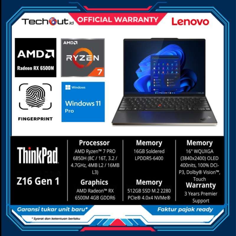 Jual Lenovo Thinkpad Z16 Gen 1 - 2yid Amd Ryzen 7 Pro 16gb 512gb ...