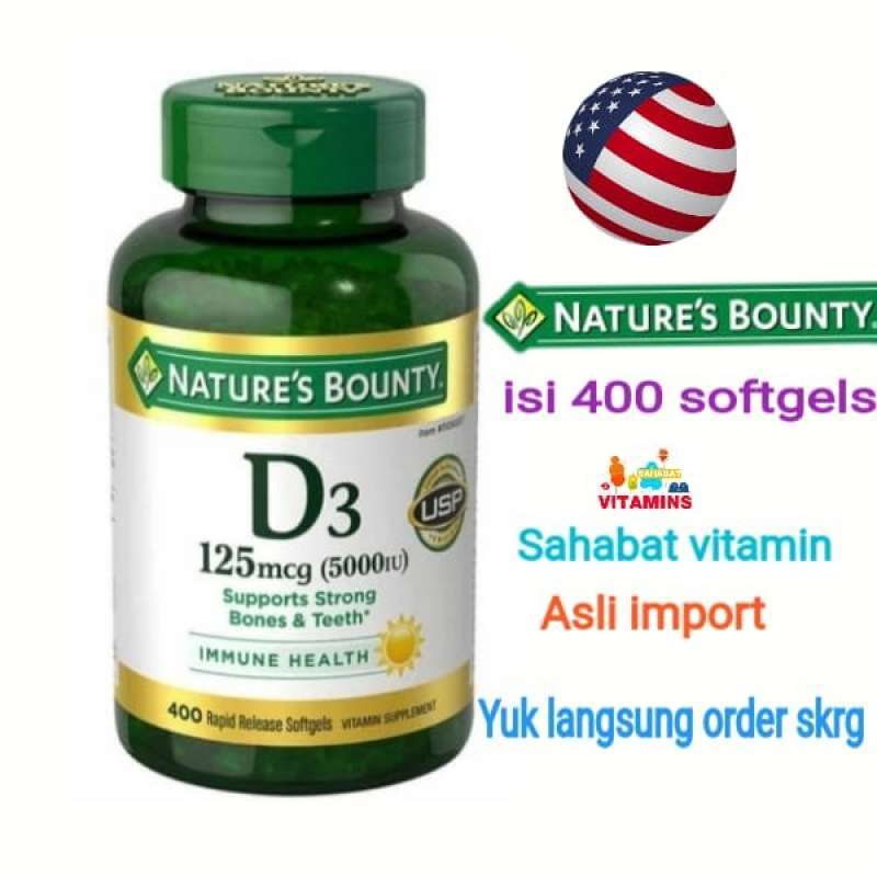 Promo nature's bounty vitamin d3 5000iu vitamin d3 5000 iu 400 softgeles Diskon 33% di Seller ...