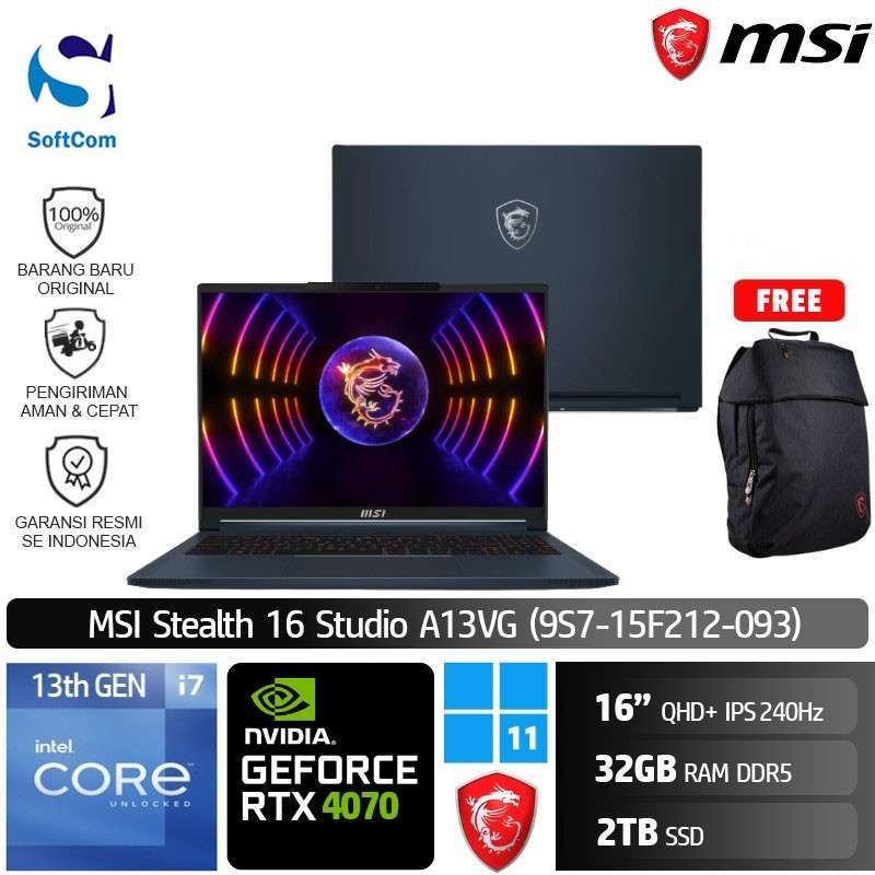 Promo MSI Stealth 16 Studio A13VG 093 Laptop Gaming [Core i7-13700H ...