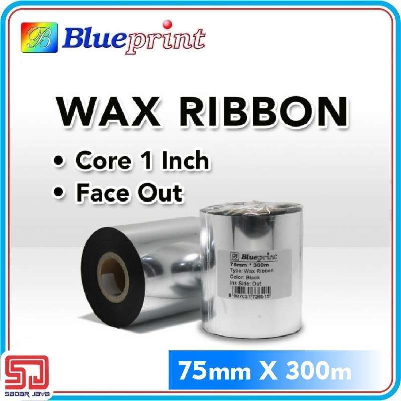 Jual Ribbon Wax Barcode Label 75mm x 300m BLUEPRINT Thermal Transfer ...