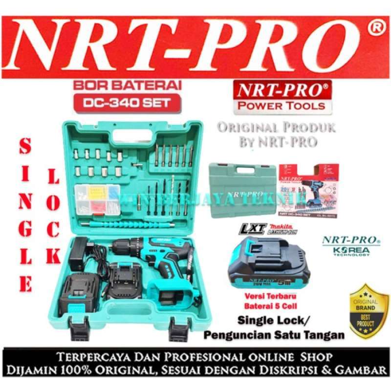 Promo New Versi Nrt-Pro Dc340 Bor Cordless Drill Baterai Tangan Beton ...