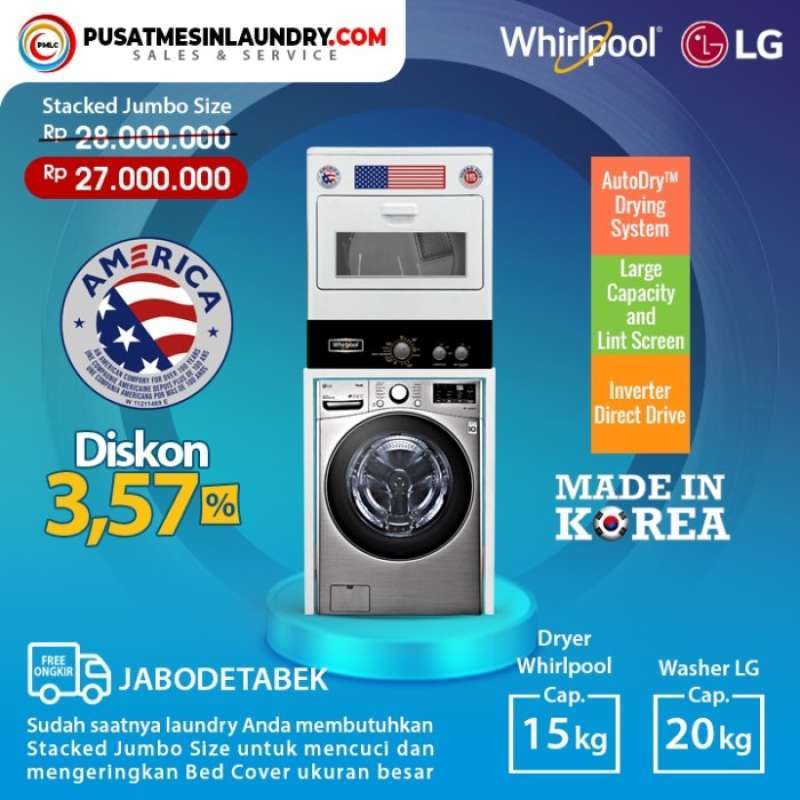 Promo Stack Washer LG 20Kg Whirlpool 15 Kg, Stack Washer Dryer Whirlpool LG Diskon 23% di Seller ...