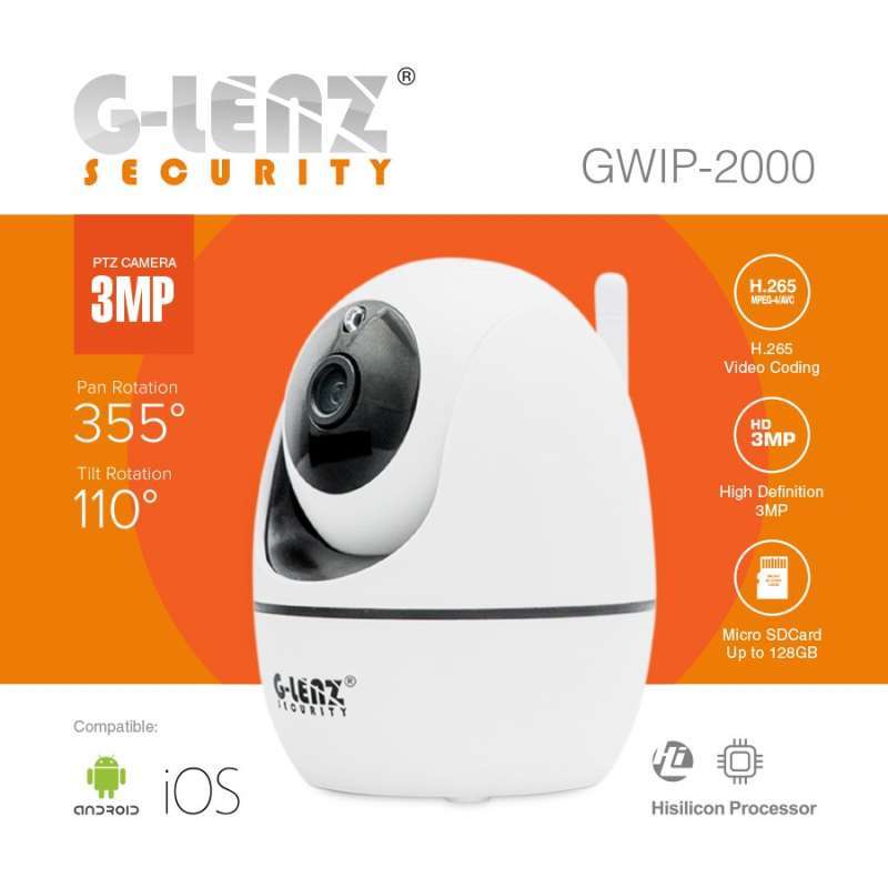 Promo G-LENZ SECURITY AI SMART PTZ IP CAMERA 3MP WIFI INDOOR (GWIP-2000 ...