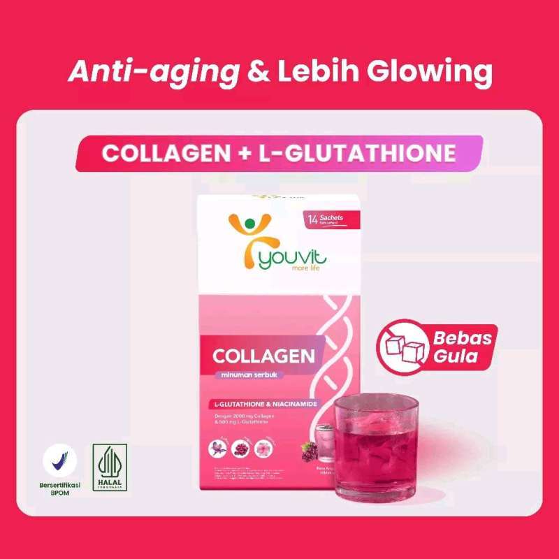 Promo Minuman Serbuk Collagen | Youvit Collagen Drink dengan L-Glutathione & Niacinamide untuk ...