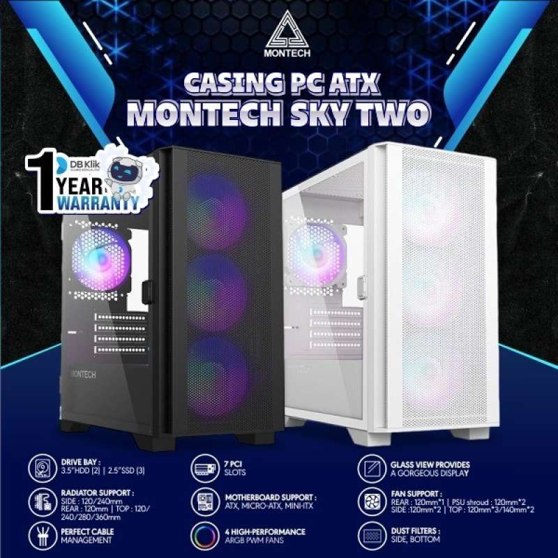 Jual Casing PC Montech Sky Two Mid Tower ATX mATX - Tempered Glass ...