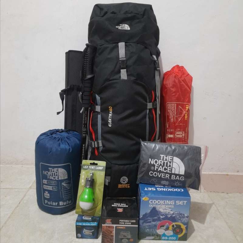 Promo Paket Pribadi Perlengkapan Mendaki Gunung Carrier TNF Elektra 60L ...