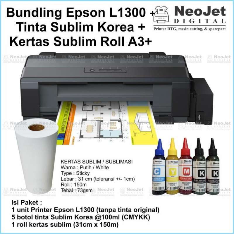 Jual Promo Bundling Paket Printer Epson A3 Tinta Sublim Korea Kertas ...