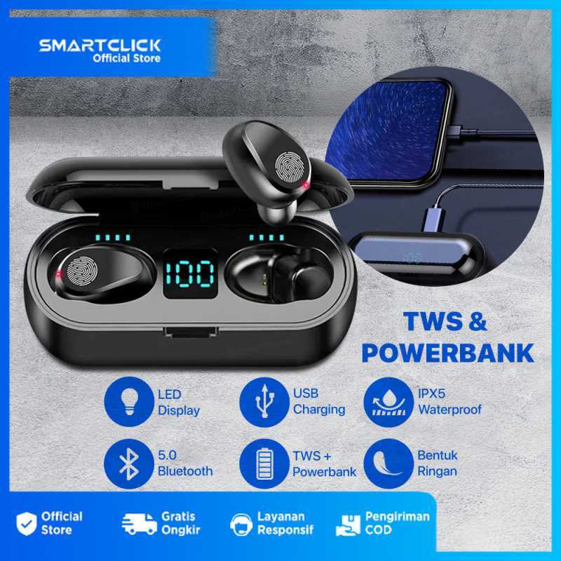 Promo Earphone Bluetooth TWS Extra Bass LED Battery Display Original ...