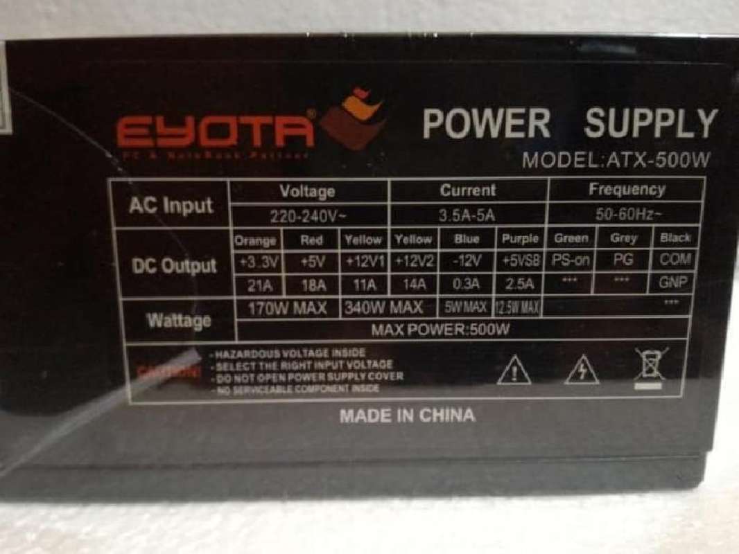 Jual Eyota Psu Power Supply Pc Computer Komputer 500w 500 Watt Di ...