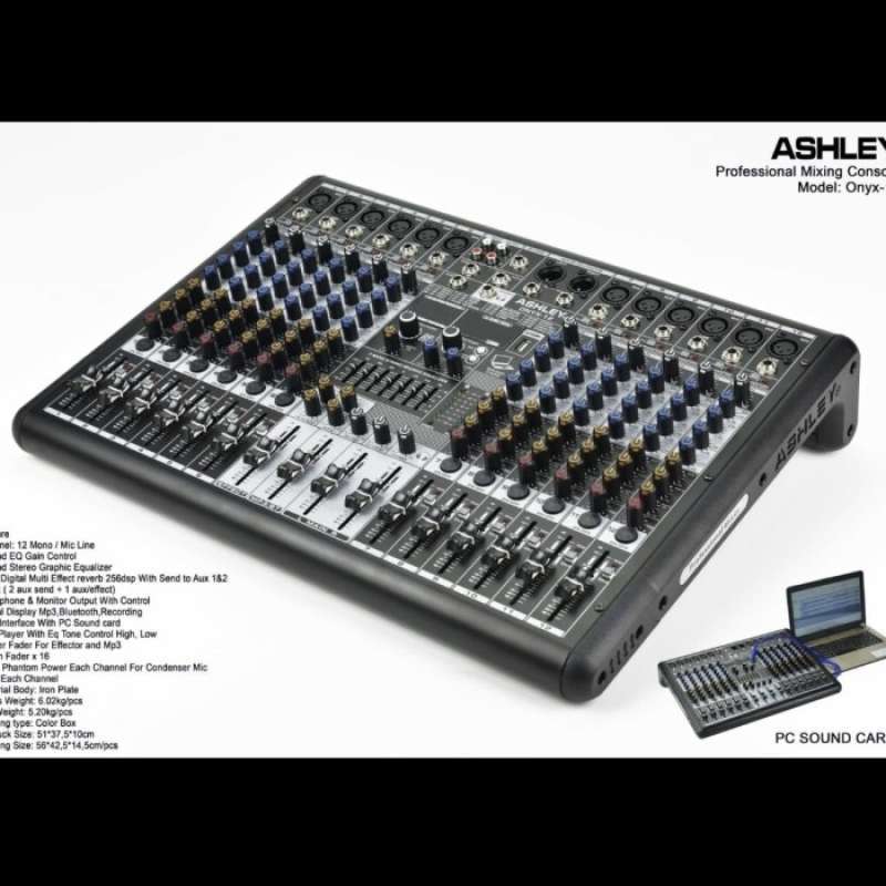 Promo MIXER AUDIO ASHLEY ONYX12/ONYX 12 12CH USB-BLUETOOTH-RECORDING TO ...