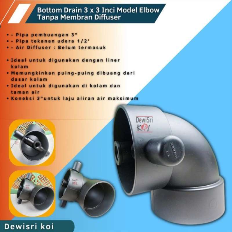 Promo Bottom Drain 3 X 3 Inci Model Elbow Tanpa Membran Diffuser Diskon ...
