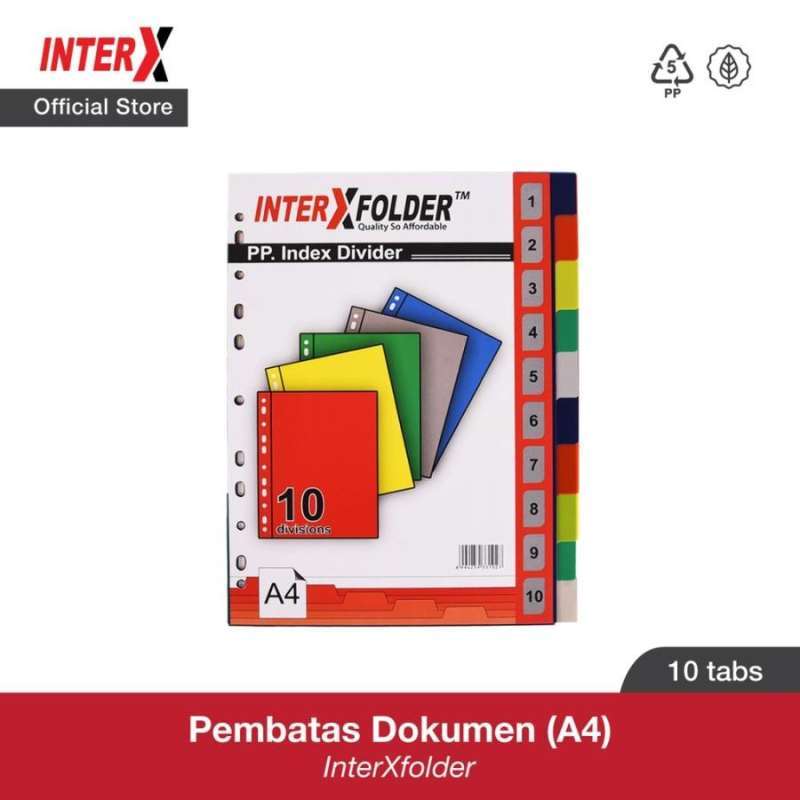 Jual Pembatas Buku Binder A4 Index Divider Interx 10tab Di Seller Bulan ...
