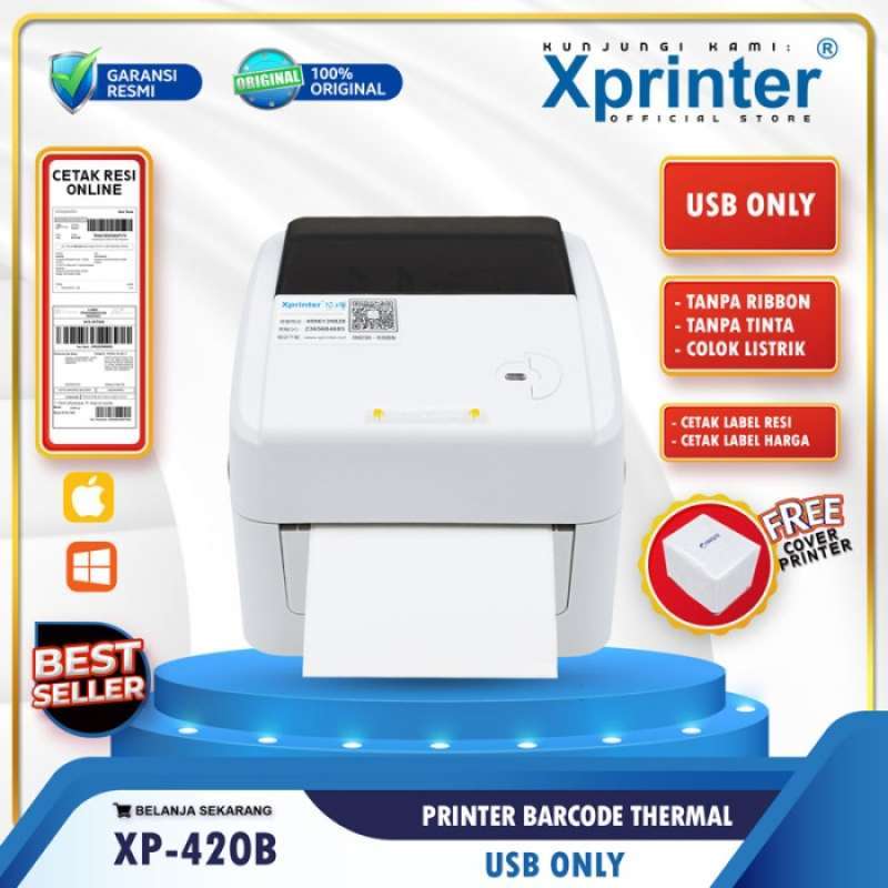 Promo PRINTER BARCODE LABEL THERMAL USB XP-420B BI-420B A6 / 110MM 4 ...