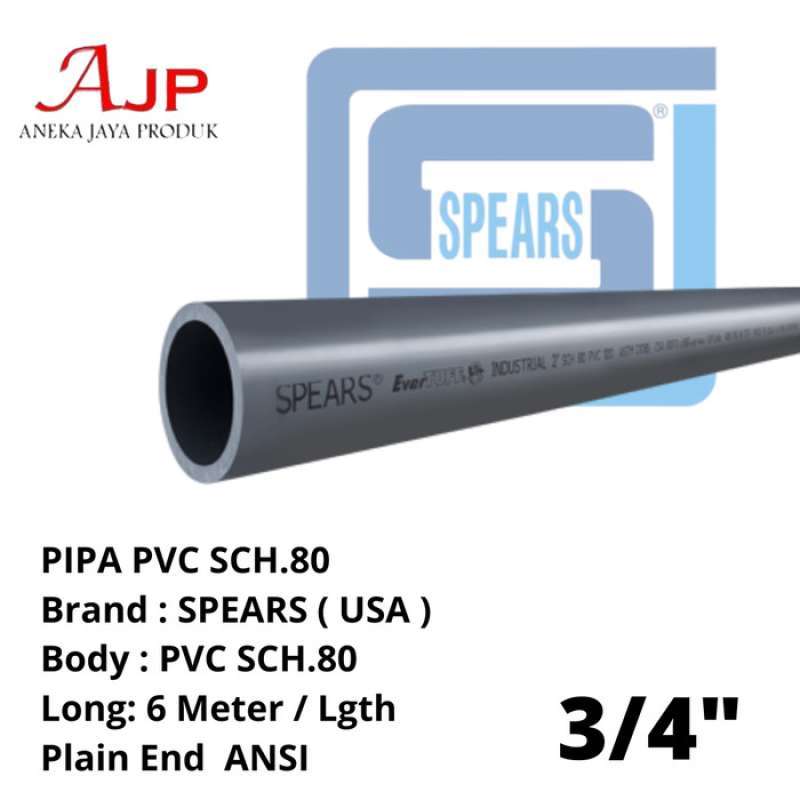 Jual PIPA PVC SCH.80 ANSI - 6 METER/LGTH - SPEARS ( USA ) - 3/4 INCI di ...