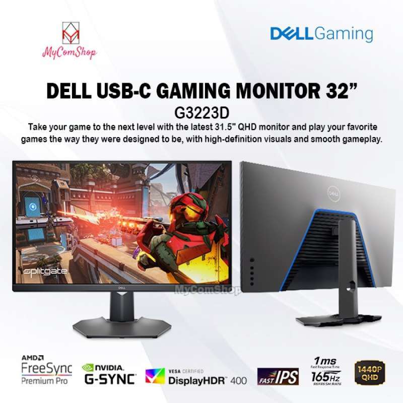 Jual Dell Gaming Monitor 32 Inch Usb-c Fast Ips Qhd 165hz 1ms - G3223d ...