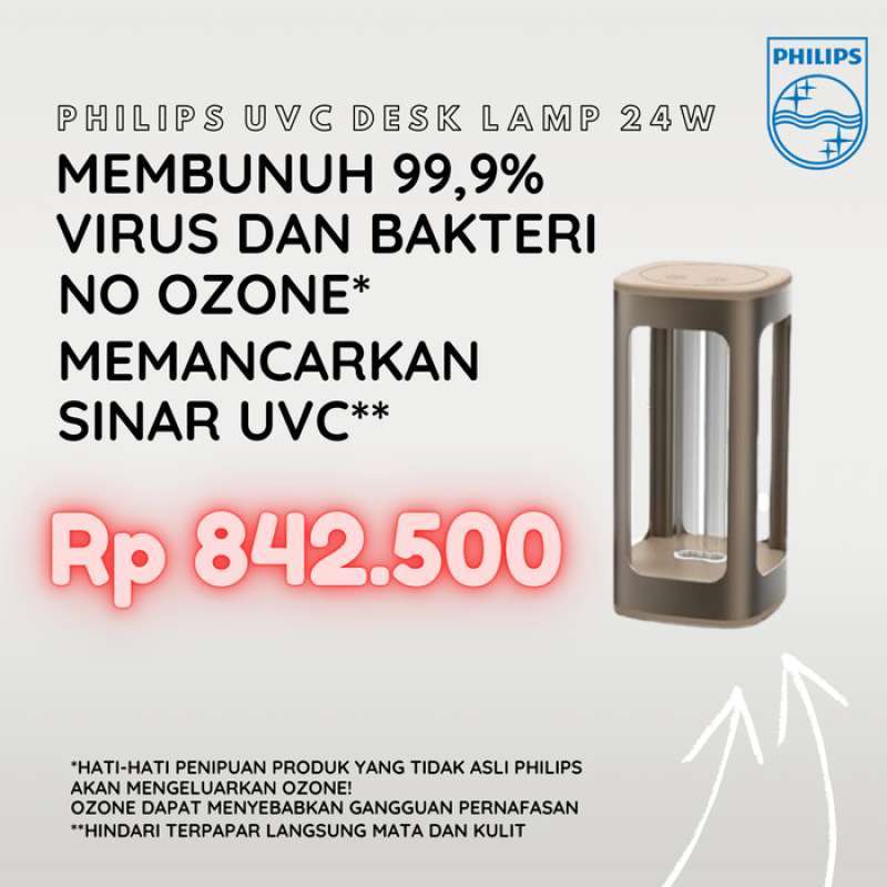 Promo PHILIPS UVC Disinfection Desk Lamp 24W (Lampu Sterilisasi Virus) Diskon 23% di Seller ...