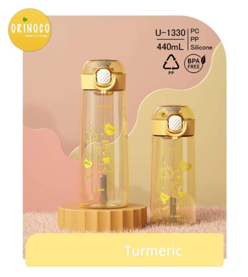 Jual Botol Minum Plastic 440ml Model One Push Button With Silicon Straw Di Seller Adk Supplies ...