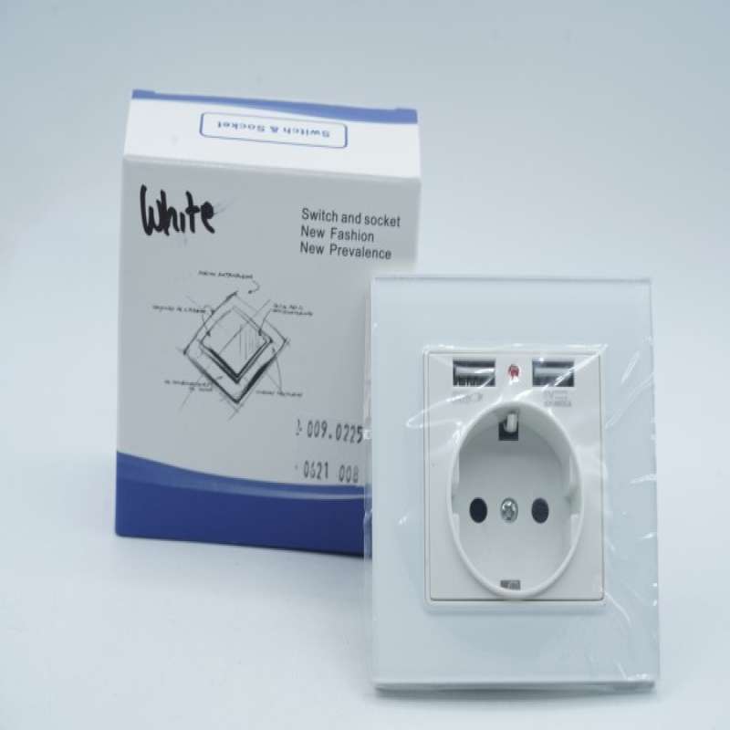 Jual Stop Kontak Usb Charger Soket Dinding White Wall Power Socket Plug ...
