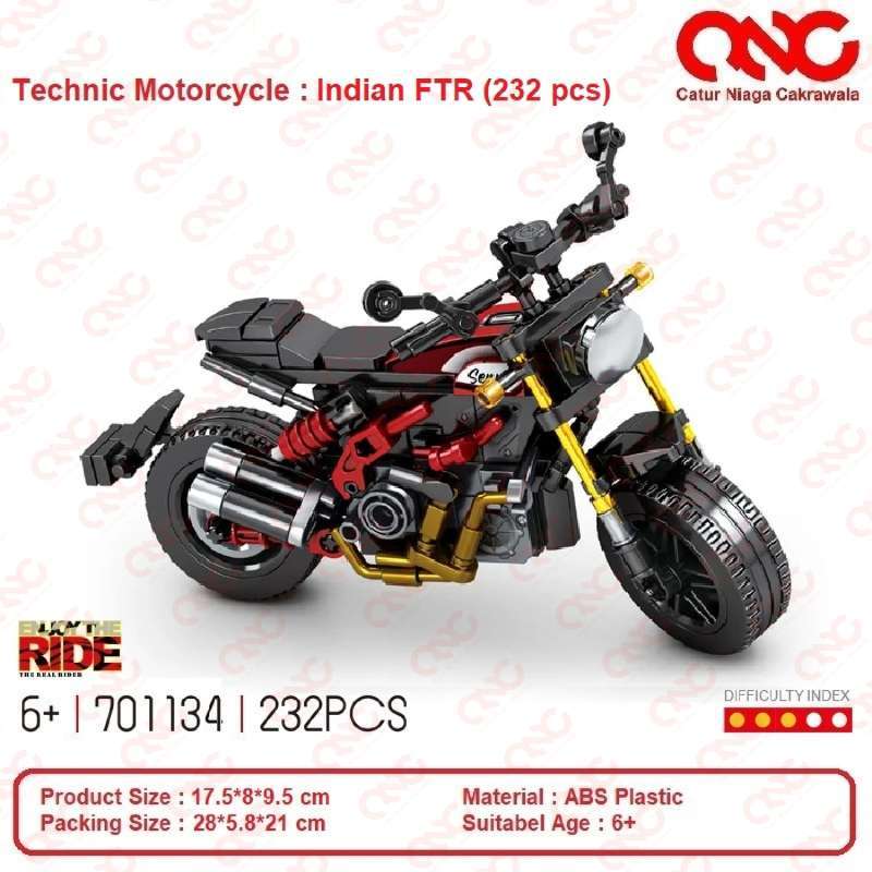 Promo CNC Brick Sembo Technic Motorcycle India FTR lego compatible ...