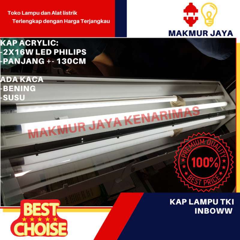 Jual Kap Lampu Tki Acrylic 2x36/2x16 Housing Tl Neon Led 120cm Rm ...