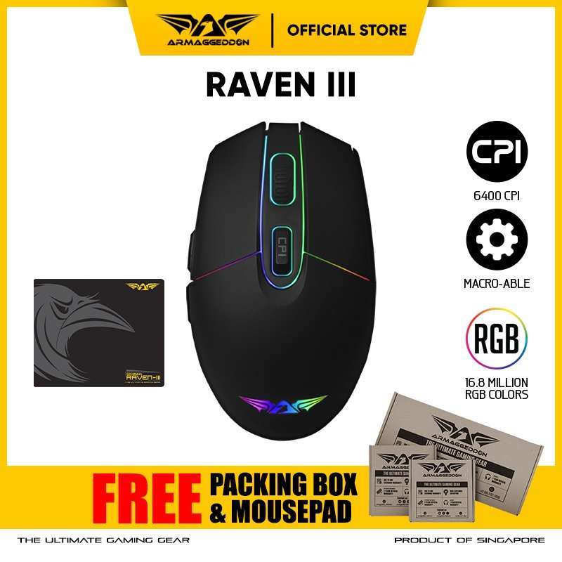 Promo Armaggeddon RGB Gaming Mouse Raven III [ 6400CPI ] [Gratis ...