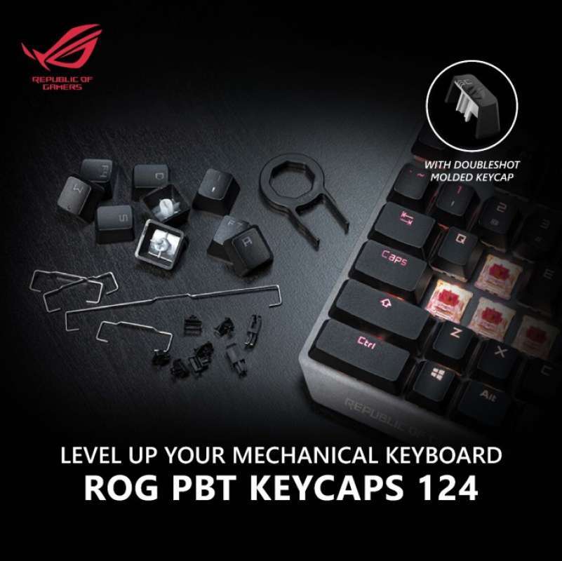 Promo ASUS ROG PBT Keycap Set 124 Keycaps Doubleshot Molded ...