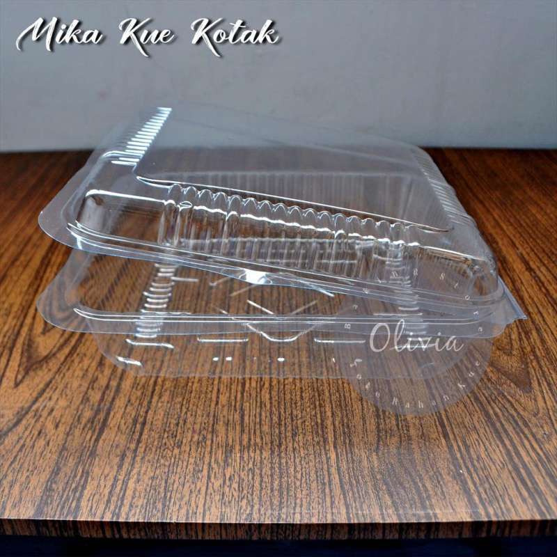 Jual Mika Kue Persegi / Box Kue Plastik Kotak/ Mika Tart Bening 22 Cm ...