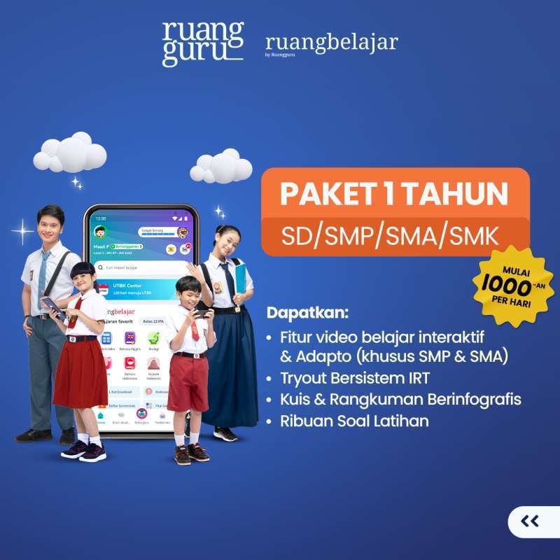 Promo Ruangguru - ruangbelajar SD/SMP/SMA/SMK (1 Tahun) Diskon 63% di ...